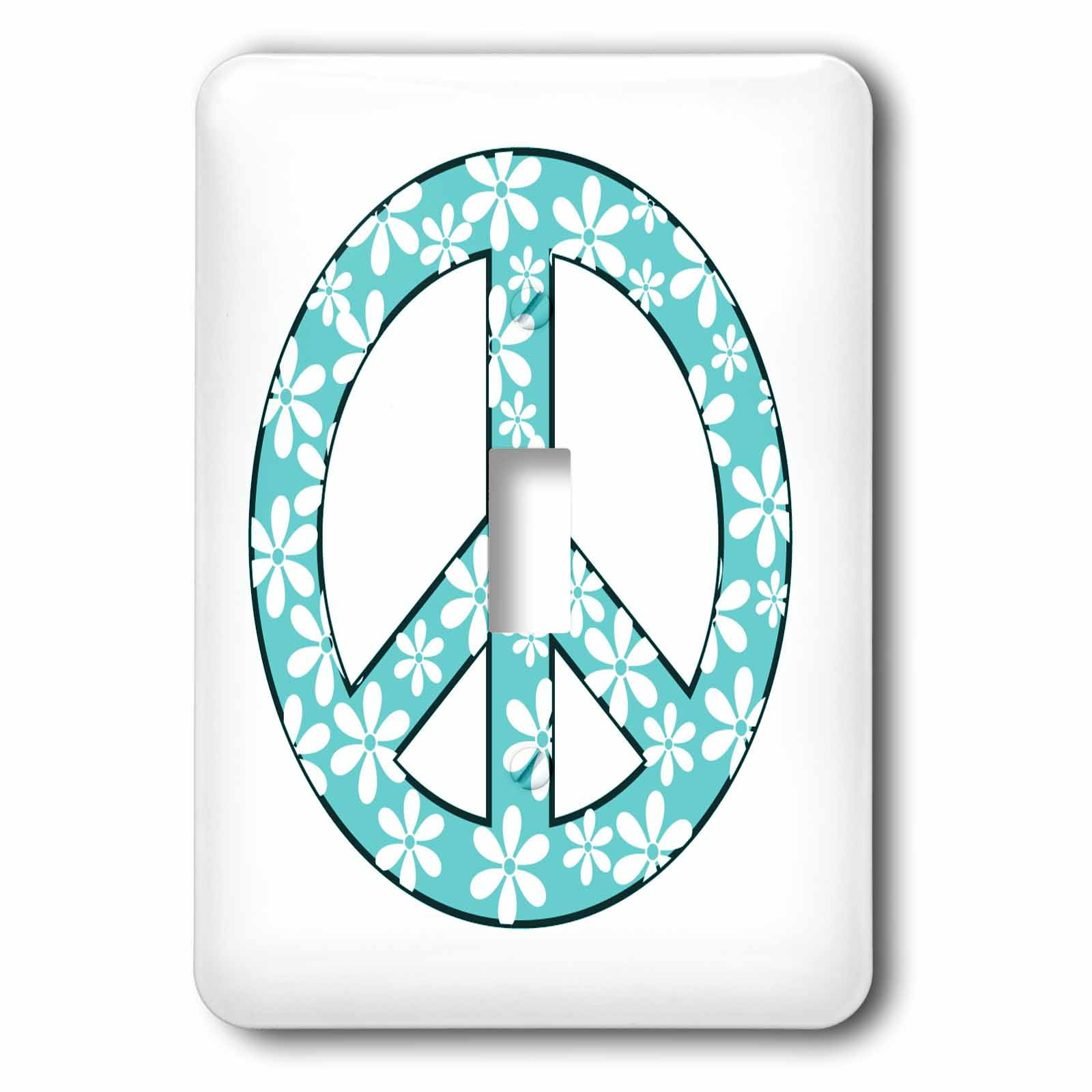 Turquoise and White Daisy Peace Sign single toggle switch lsp-101219-1 ...