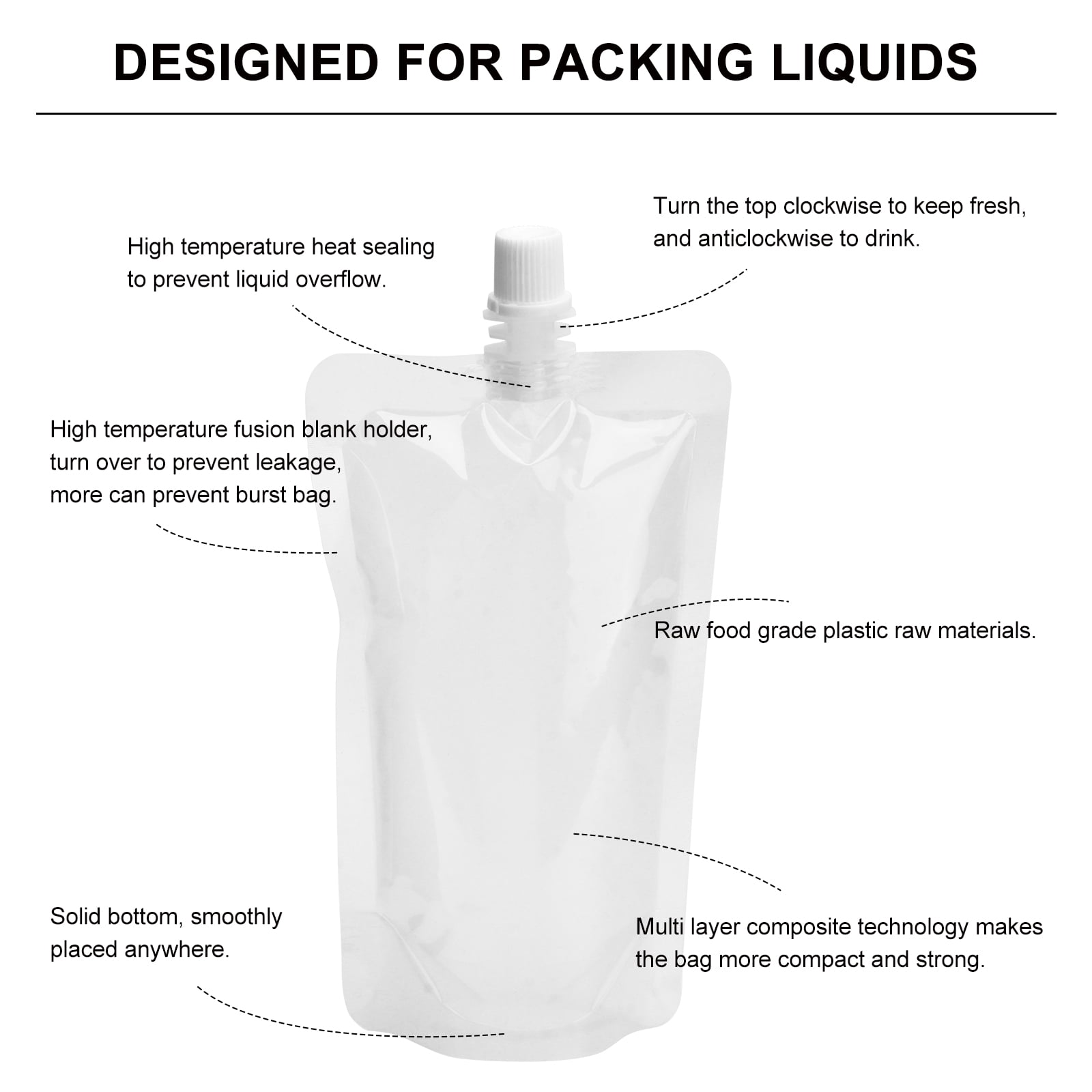 50pcs Transparent Beverage Flasks Standing Liquor Pouch Portable ...