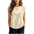 APEXFWDT Cap Sleeve Summer Tops Women Crew Neck Casual Sleeveless T ...
