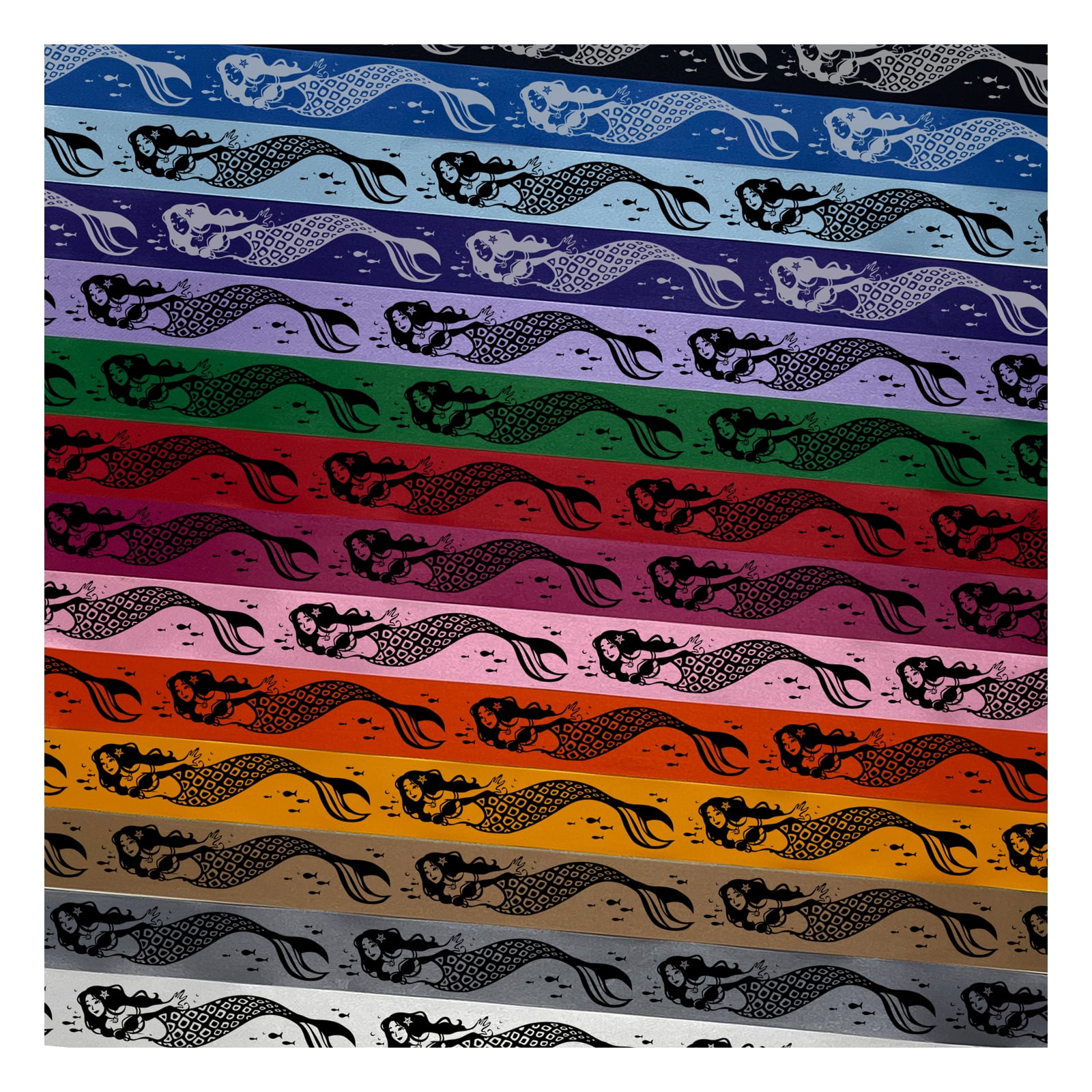 Elegant Mermaid Swimming in Ocean with Fish Satin Ribbon for Gift ...