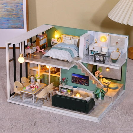 Unassembled Miniature Dollhouse DIY Kit Model Building Creative Room ...