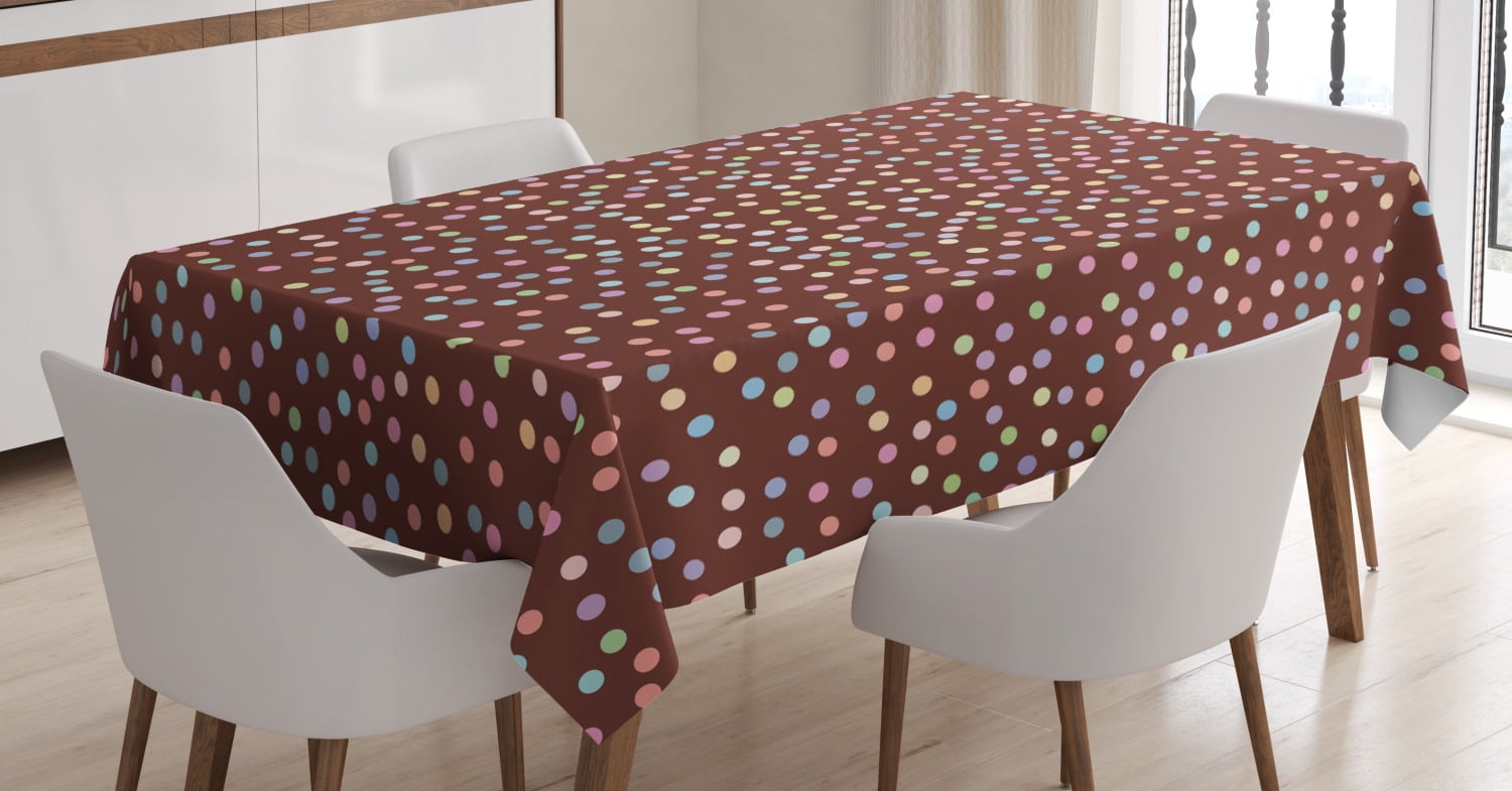 Chocolate Tablecloth, Polka Dot Glaze with Sprinkles Bonbons Sweets ...