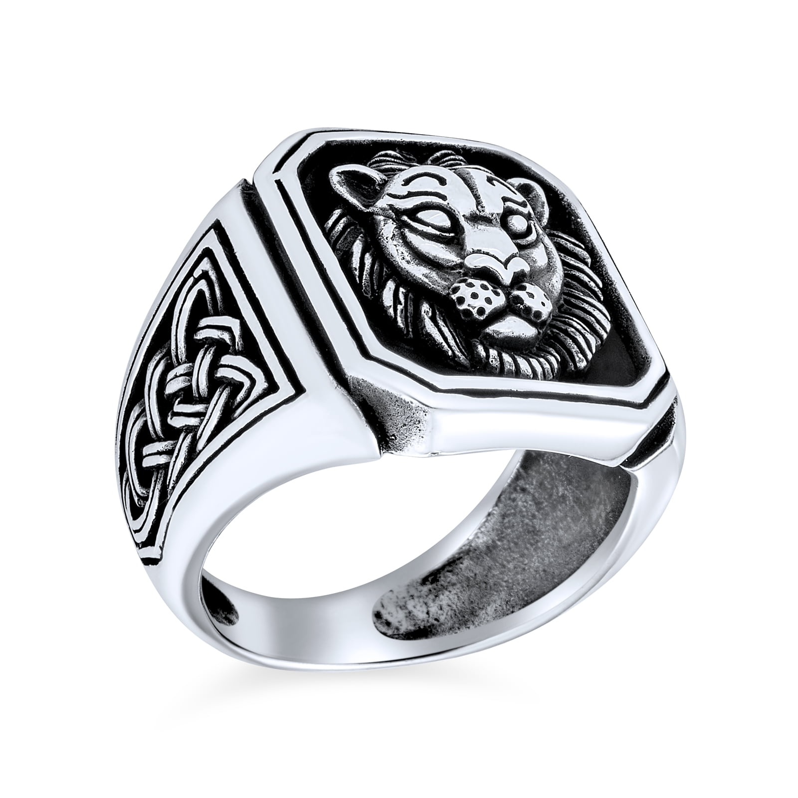Buy Mens King of Jungle Mane Lions Head Ring Solid .925 Sterling Silver ...
