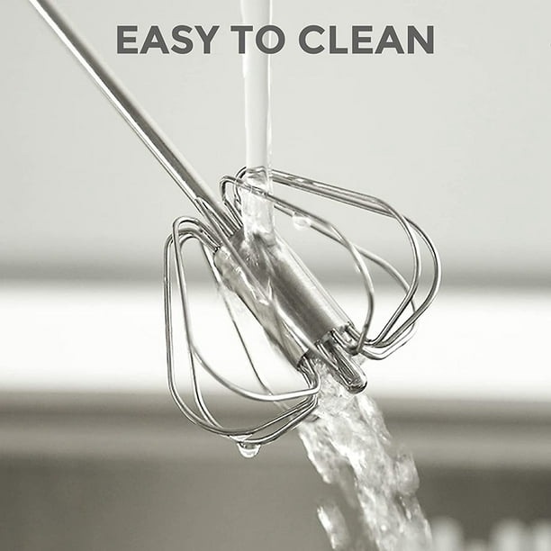 Whisk, Stainless Steel Egg Beater, Hand Push Rotary Egg Whisk Blender ...