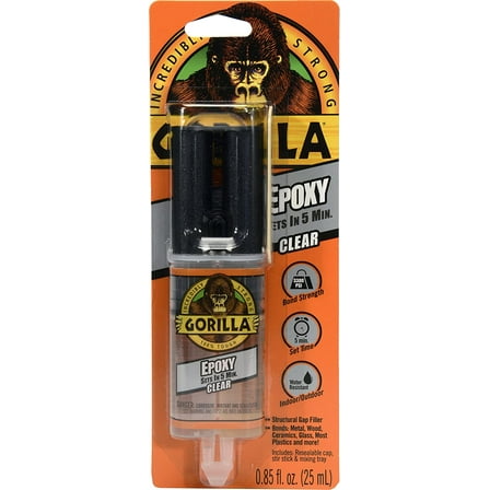 Gorilla Epoxy Adhesive, Clear, Bonds Steel, Aluminum, Glass, Wood, Tile ...