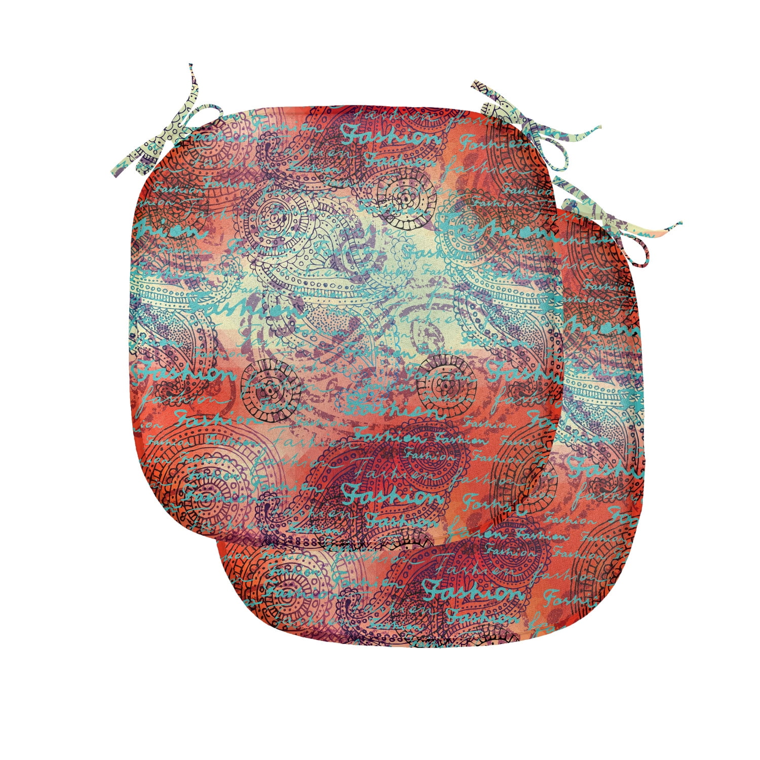 Ethnic Chair Seating Cushion Set of 2, Lettering of Grunge Background ...