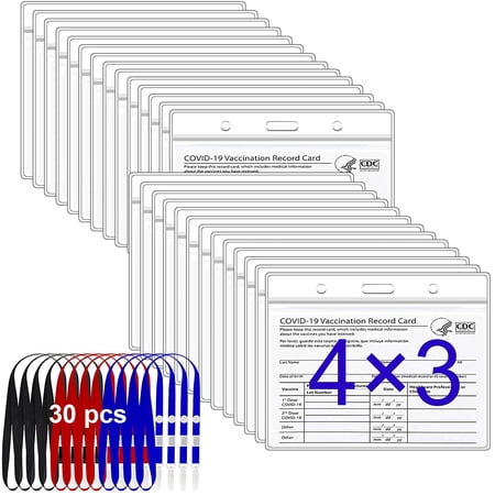 50 Pack CDC Vaccination Card Holder Protector 4X3 Inches Immunization ...