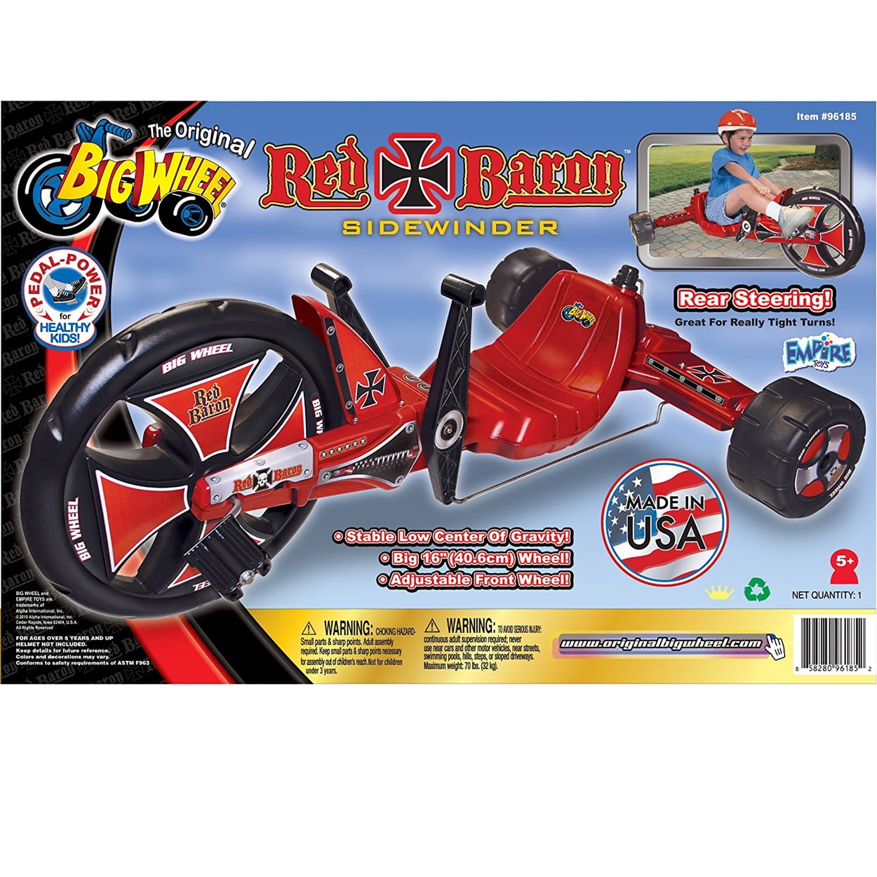 Original Big Wheel Sidewinder Red Barron Kids Tricycle with Giant 16 ...