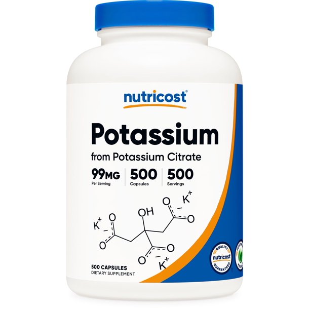 Suplemento Nutricost de citrato de potasio 99 mg 500 cápsulas | Walmart ...