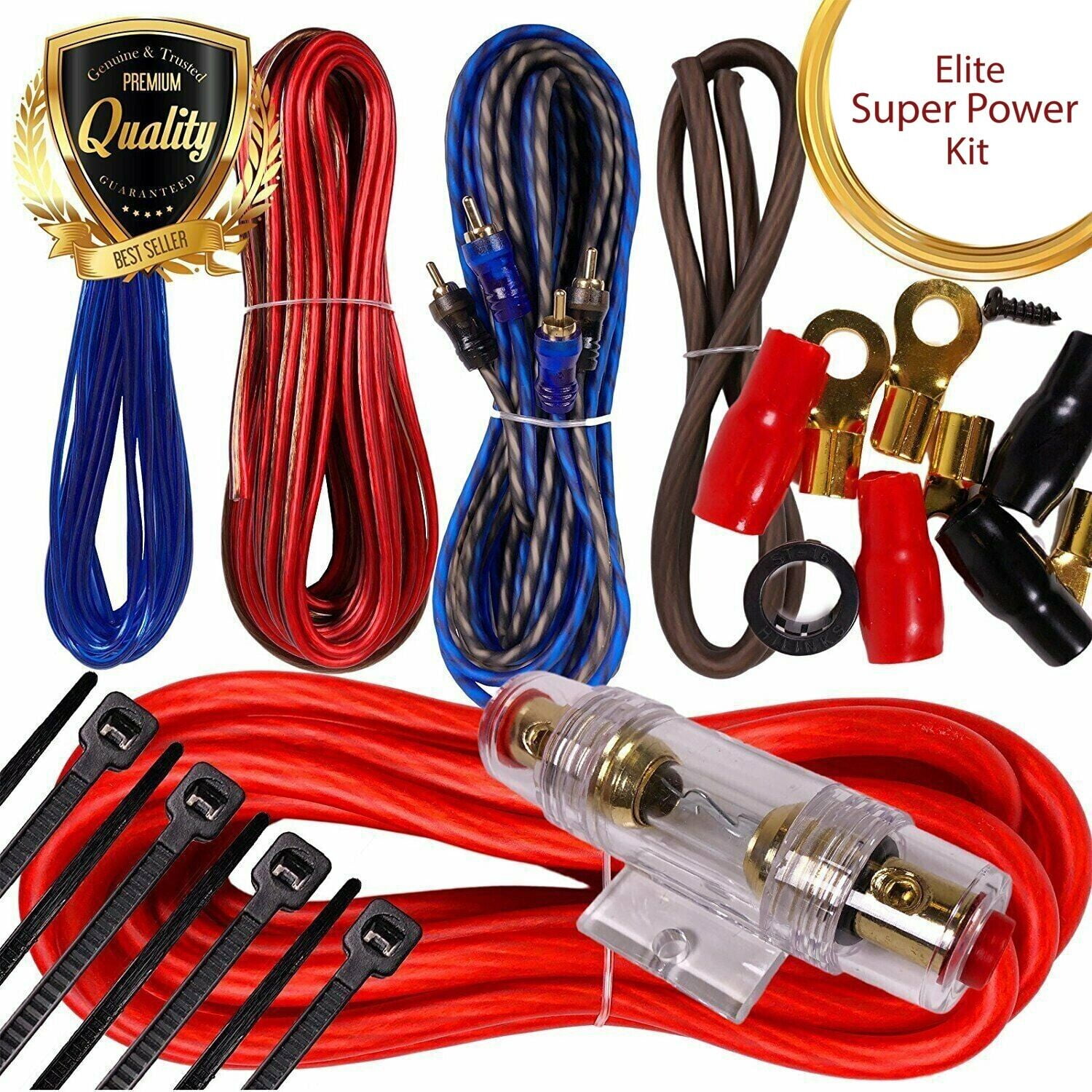 Complete 1000W 8 Gauge Car Amplifier Installation Wiring Kit Amp PK2 8 ...
