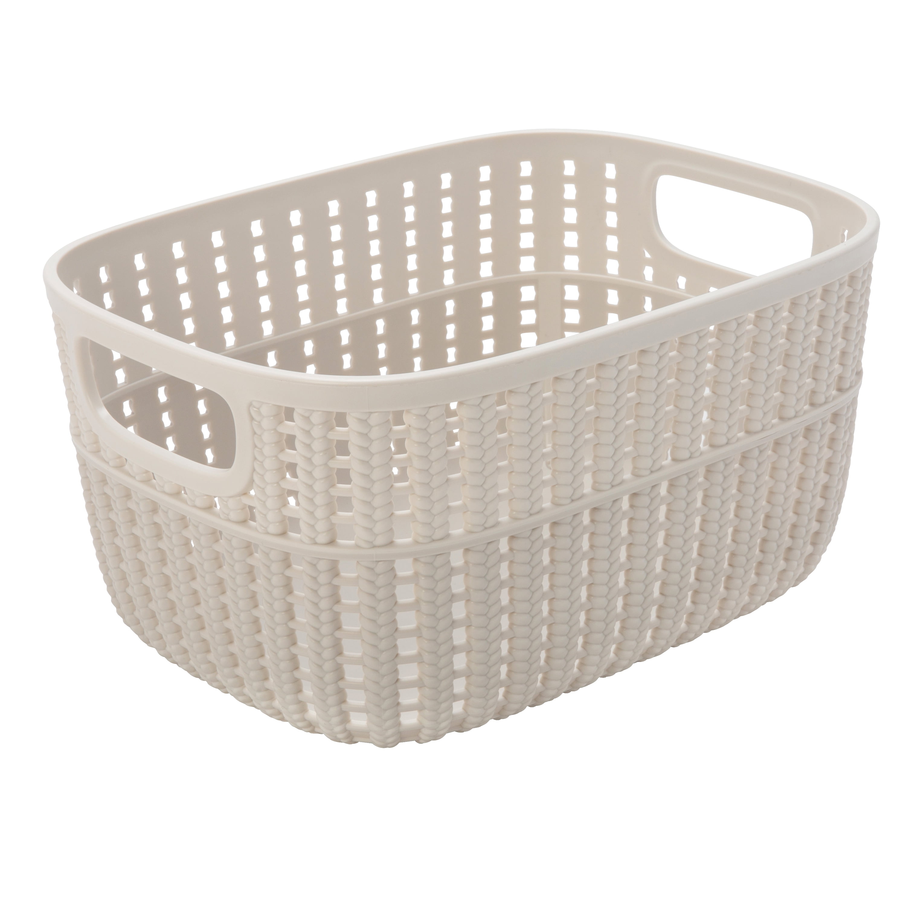 Simplify 2-Tone Decorative Plastic Small Storage Basket in Ivory ...