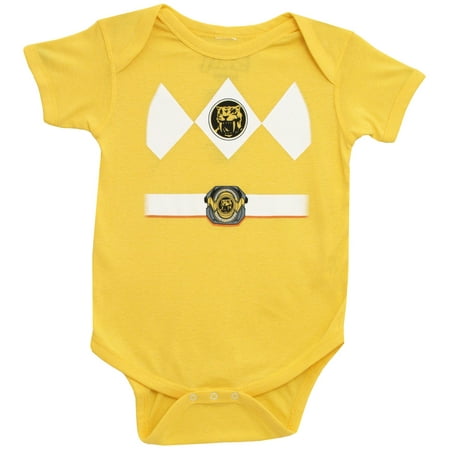 Power Rangers Baby Ranger Costume Romper Onesie (6-12 Months, Yellow ...