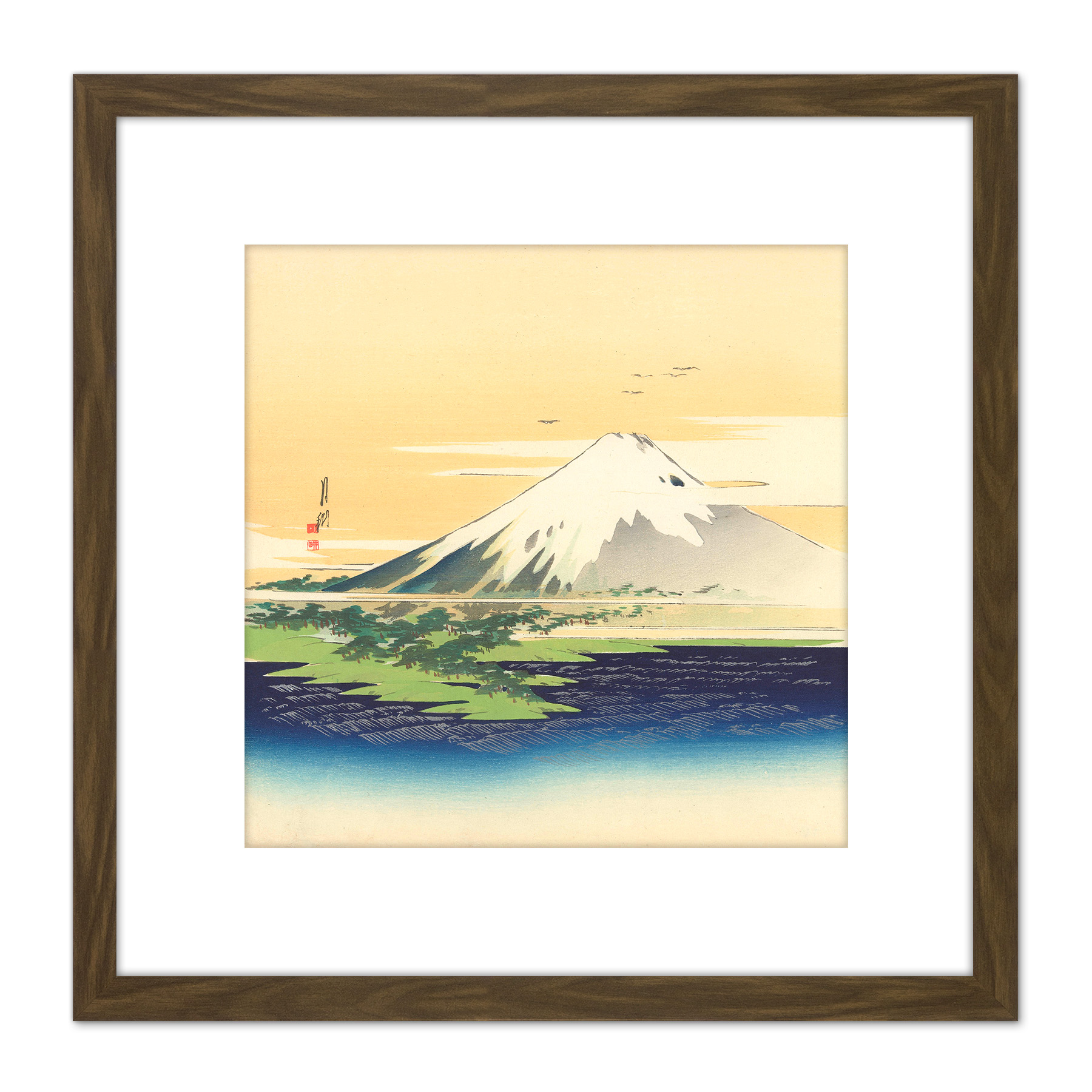 Mount Fuji Japan 8X8 Inch Square Wooden Framed Wall Art Print Picture ...