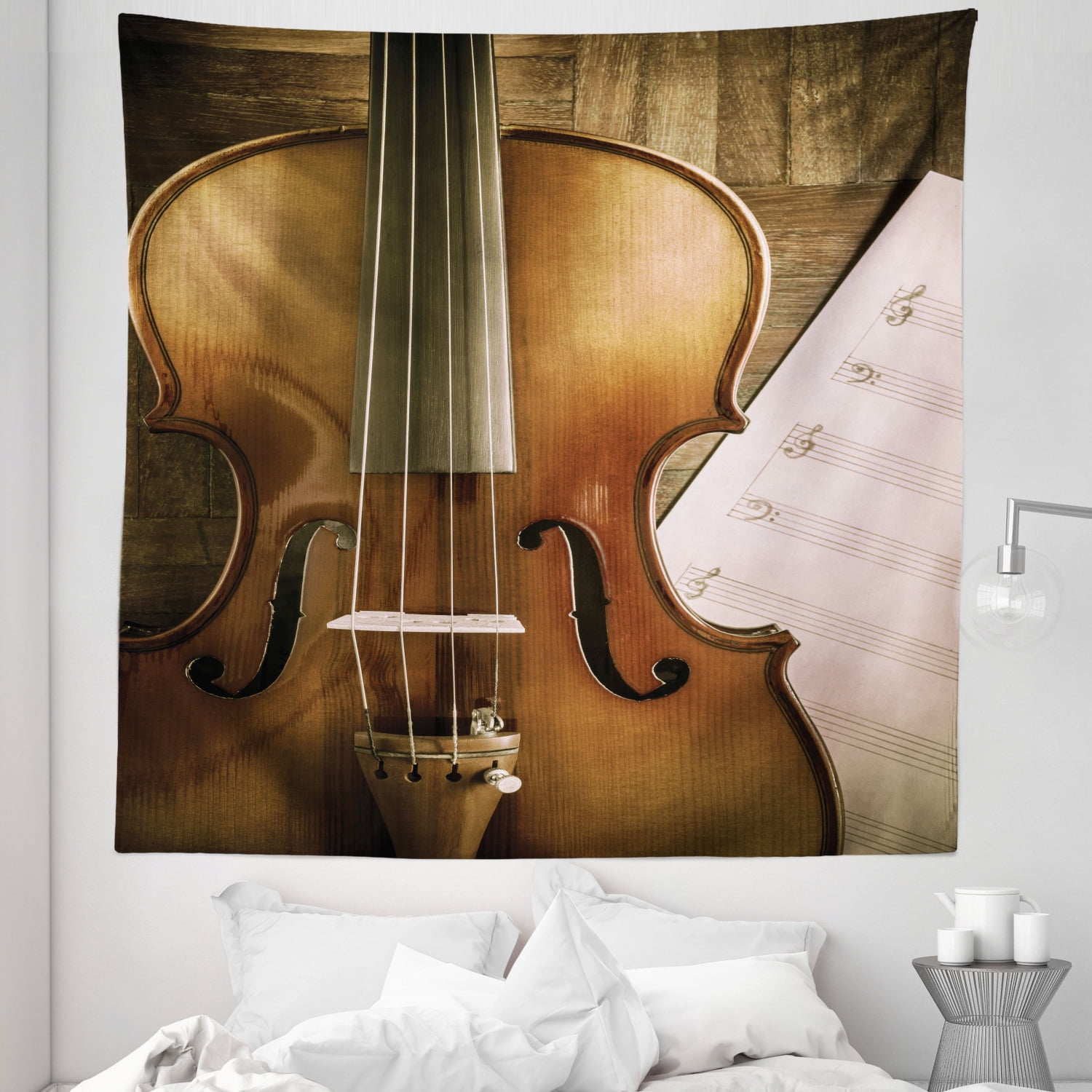 Violin Tapestry, Classical Music Themed Photo of Instrument and Empty ...