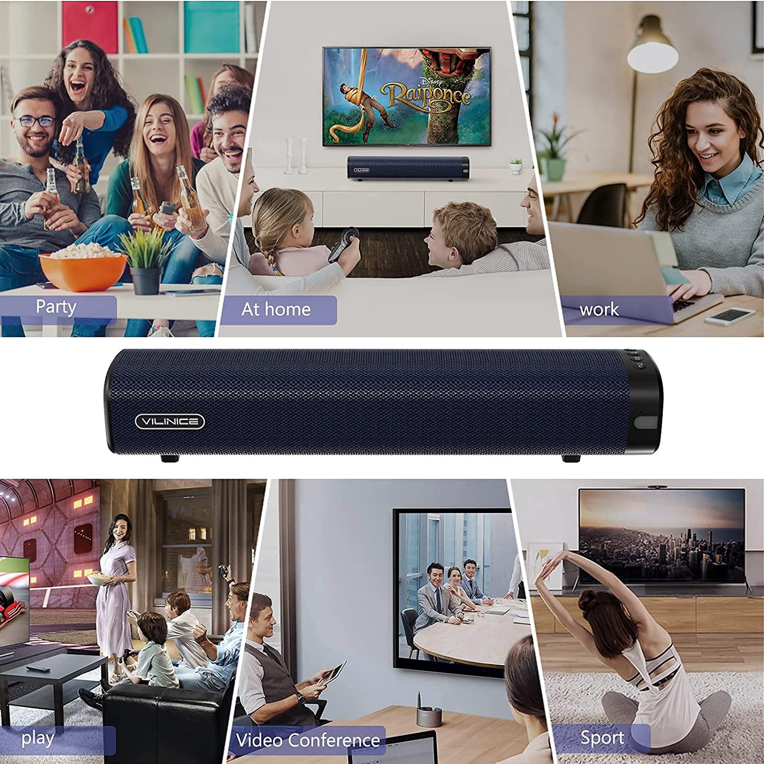Buy ViliNice TV Soundbar, 16 inch Sound Bar with Subwoofer, Wired ...