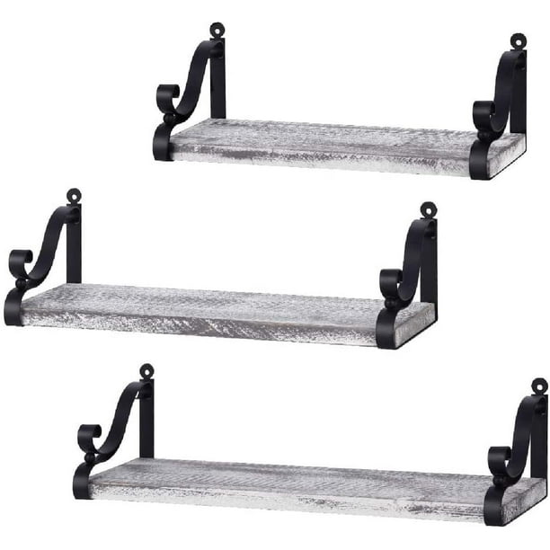 Floating Shelves Wall Mounted Set Of 3 Industrial Wood Wall Shelves For floating-shelves-wall-mounted-set-of-3-industrial-wood-wall-shelves-for