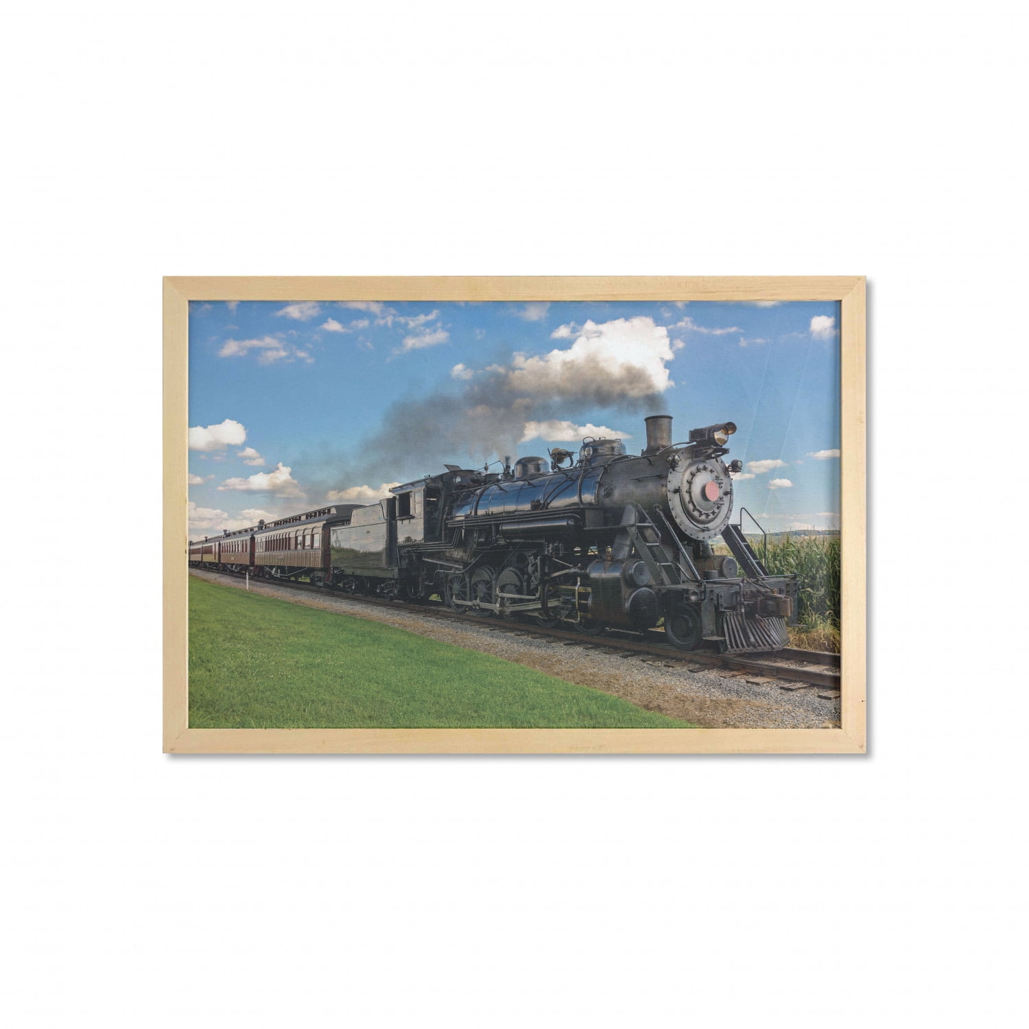 Steam Engine Wall Art with Frame, Vintage Locomotive in Countryside ...