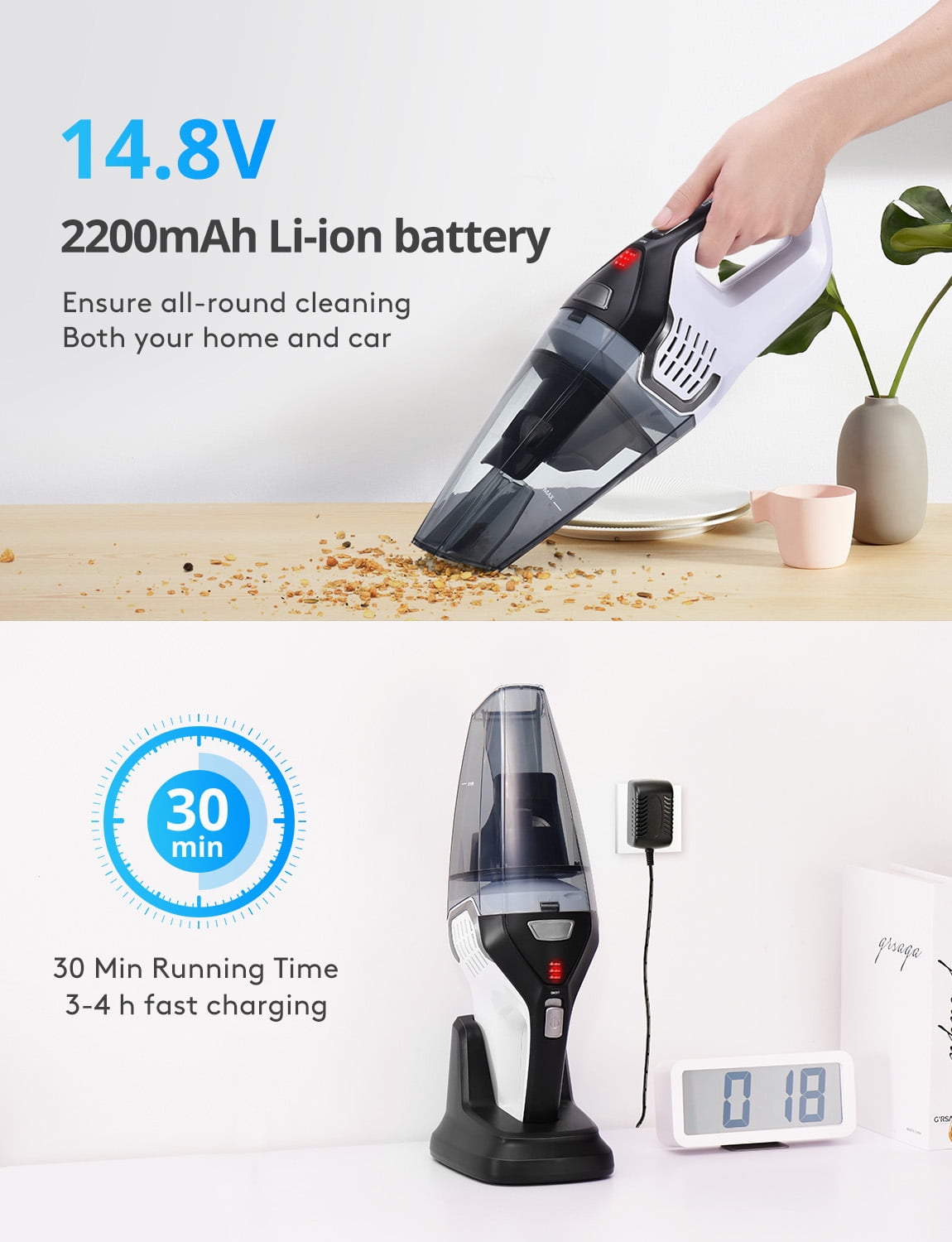 Homasy Handheld Vacuum Cordless 8.5KPa Powerful Wet Kosovo | Ubuy