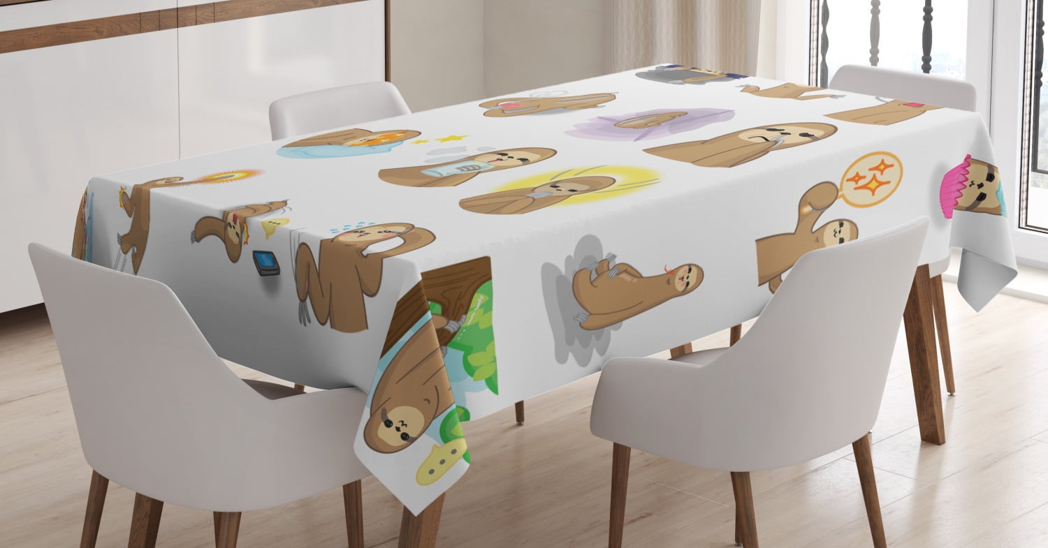 Sloth Tablecloth, Set of Manga Style Sloth Characters with Different ...