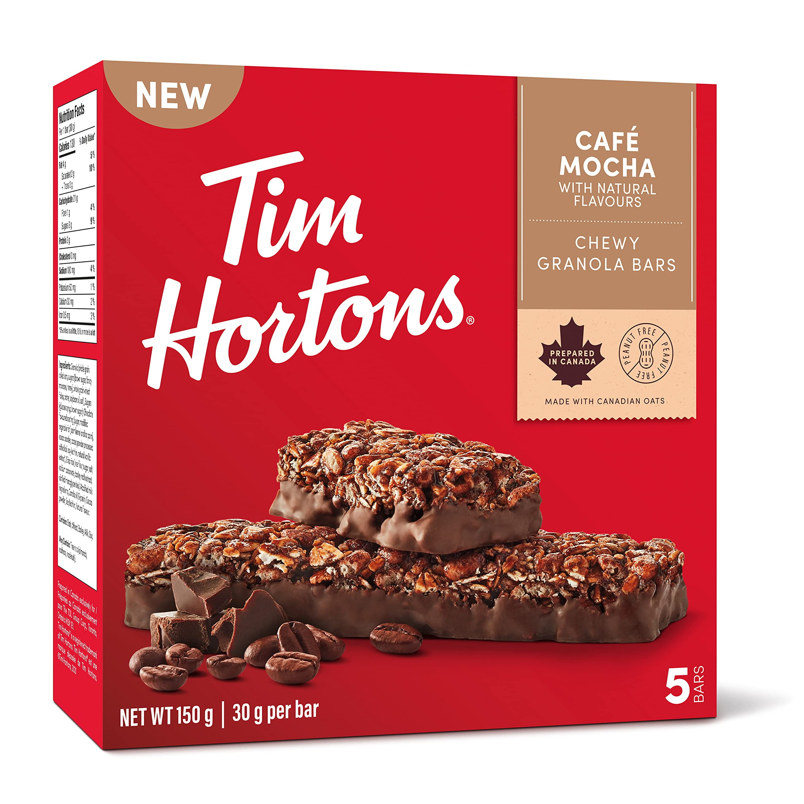 Tim Hortons Cafe Mocha Granola Bars, 150g/5.25oz - Walmart.com