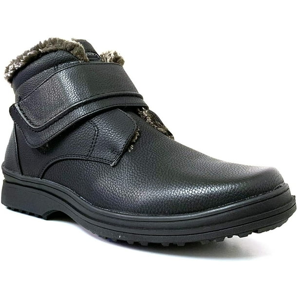 B.P.-Brix - Men's Boots Fur Lined Hook and Loop Warm Winter Ankle Shoes ...