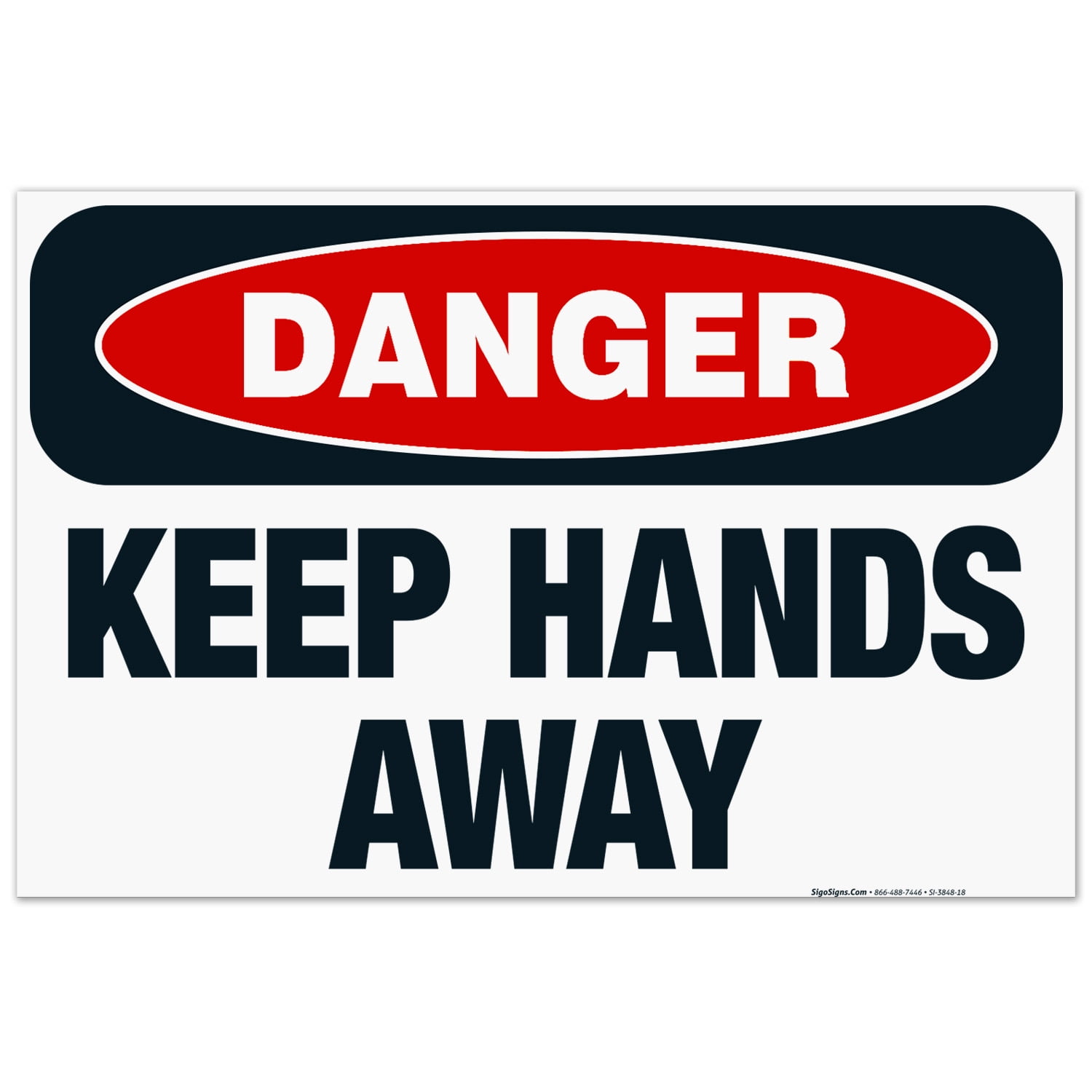 Danger Keep Hands Away Sign, OSHA Danger Sign, 24x36 Corrugated Plastic ...