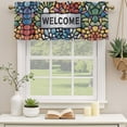 2 Pack Welcome Valance for Window Bohemian Colorful Pebble Tiled Floral ...