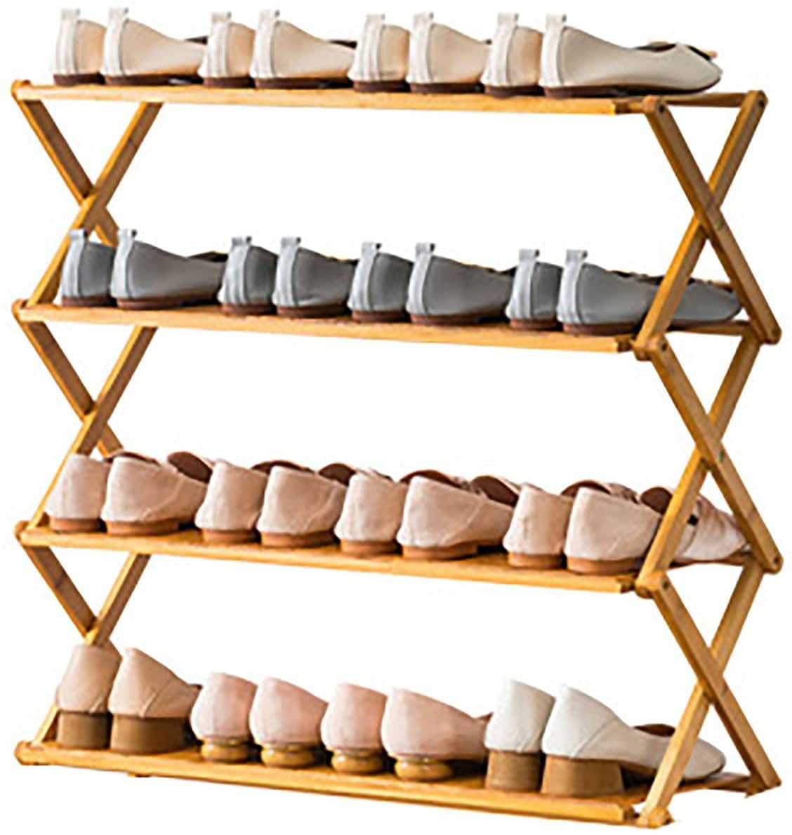 Wooden Folding Shoe Rack Bamboo Shoe Rack Installation-Free Shoe Rack ...