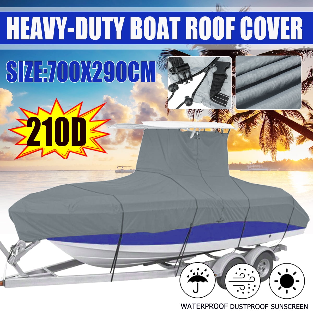 210D Heavy Duty Center Console T-Top Waterproof Boat Cover Replacement ...