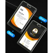 Pack of 2 Genuine Leather ID Badge Holders, Vertical ID Card Holders ...