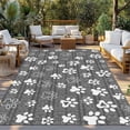 Black Paw Print Outdoor Rug, Modern Classic Black White Animal Large ...