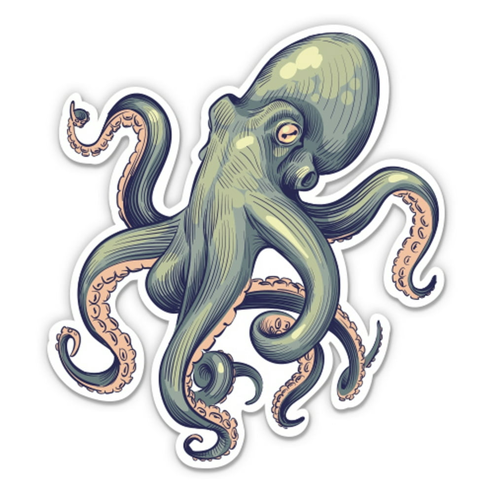 Octopus - 3" Vinyl Sticker - For Car Laptop Water Bottle Phone ...