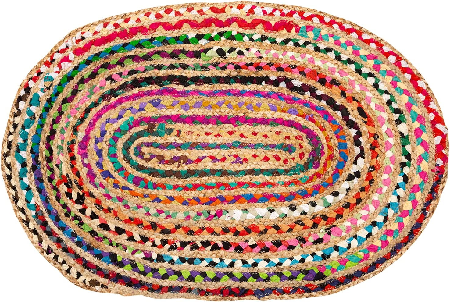 NAQSH Handcrafted Reversible Cotton Braided Area Rug - 2x3 Ft ...