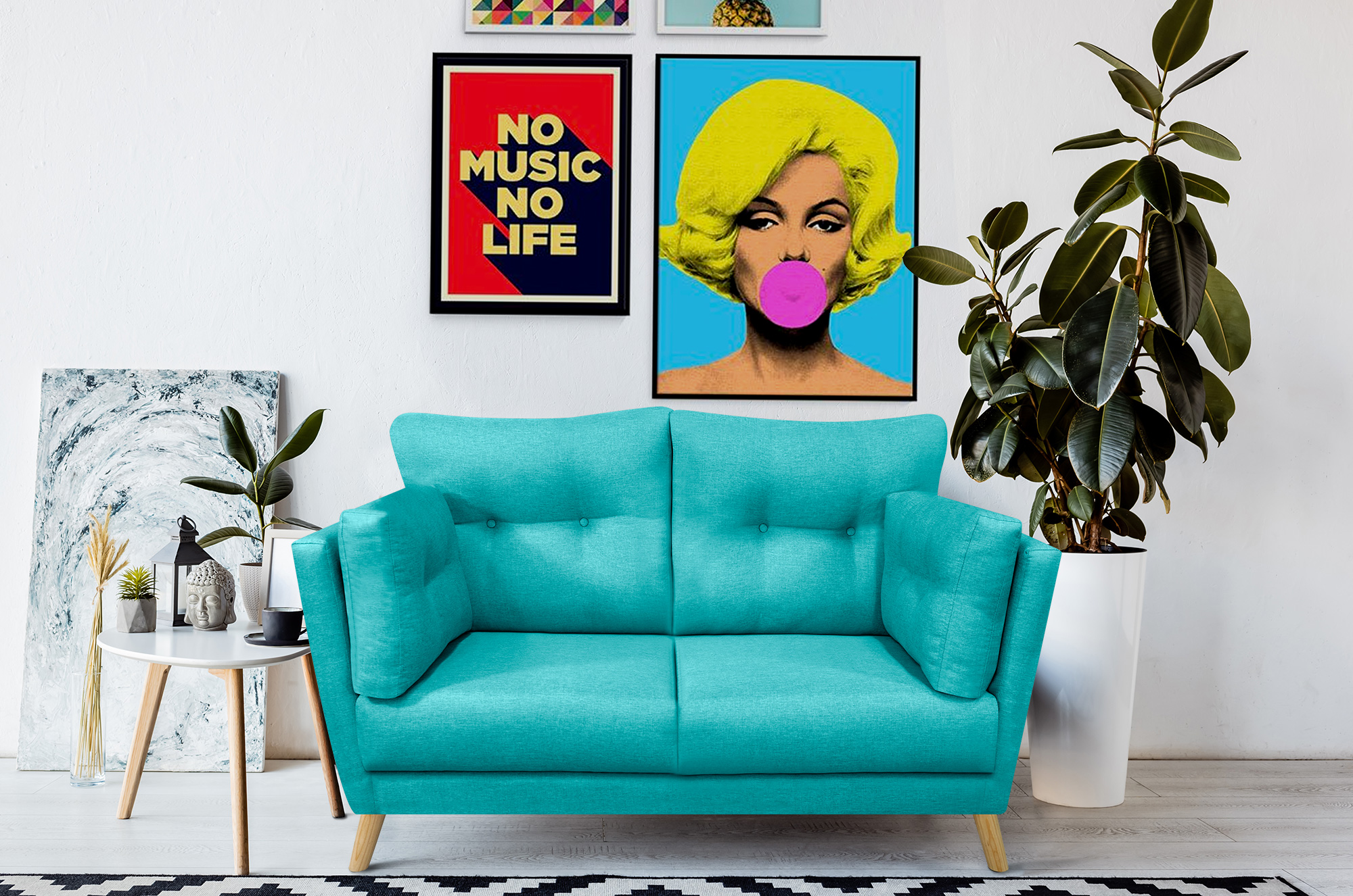 Sofá Love Seat Makora 2 plazas Lino Aqua | Walmart en línea