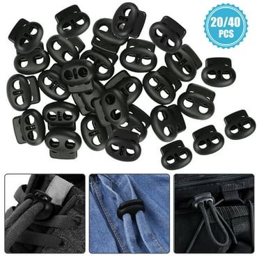 10 x 6mm Dia Single Hole Rope Cord Locks Ends Drawstring Toggles Black ...