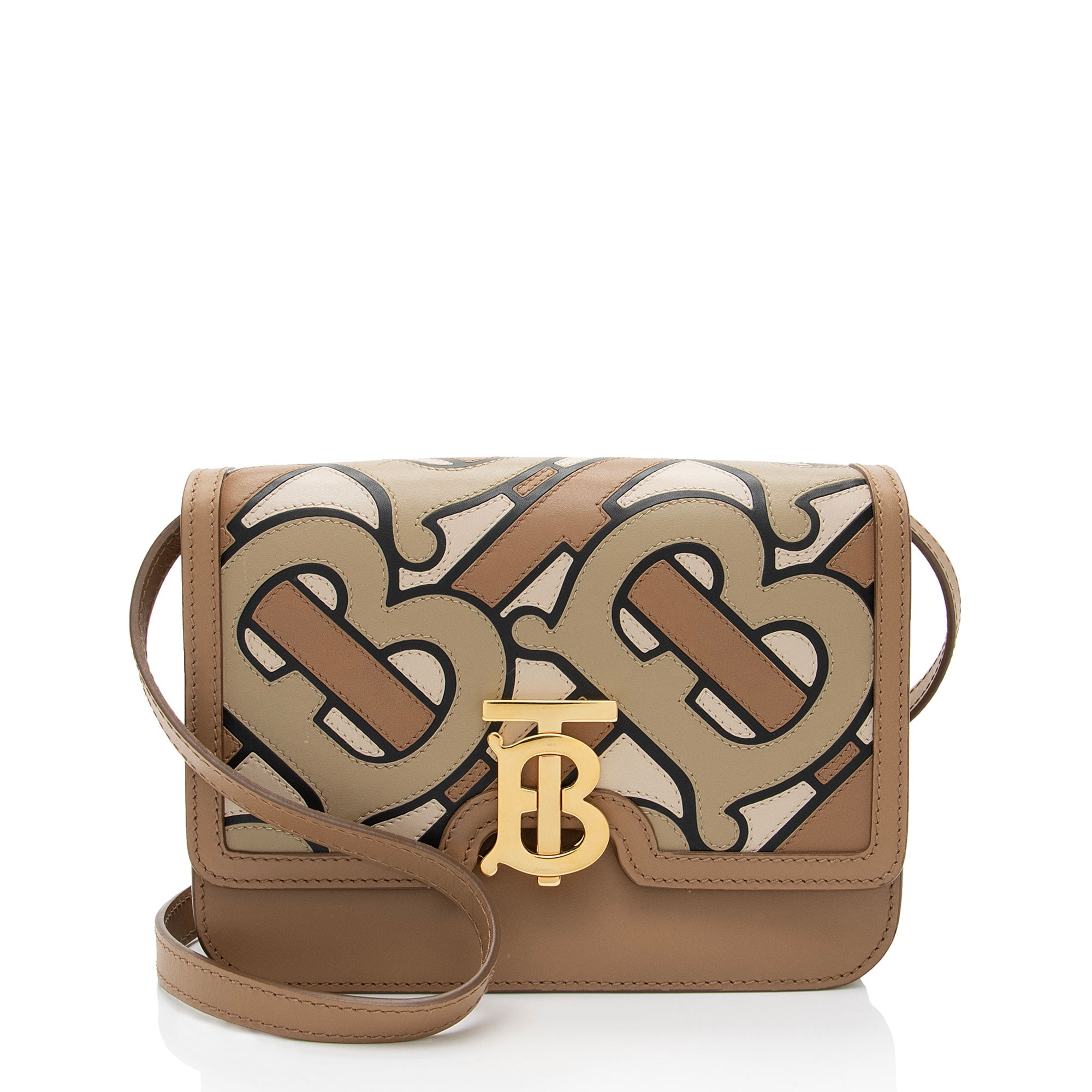 Pre-Owned Burberry TB Monogram Leather TB Small Flap Bag - Walmart.com