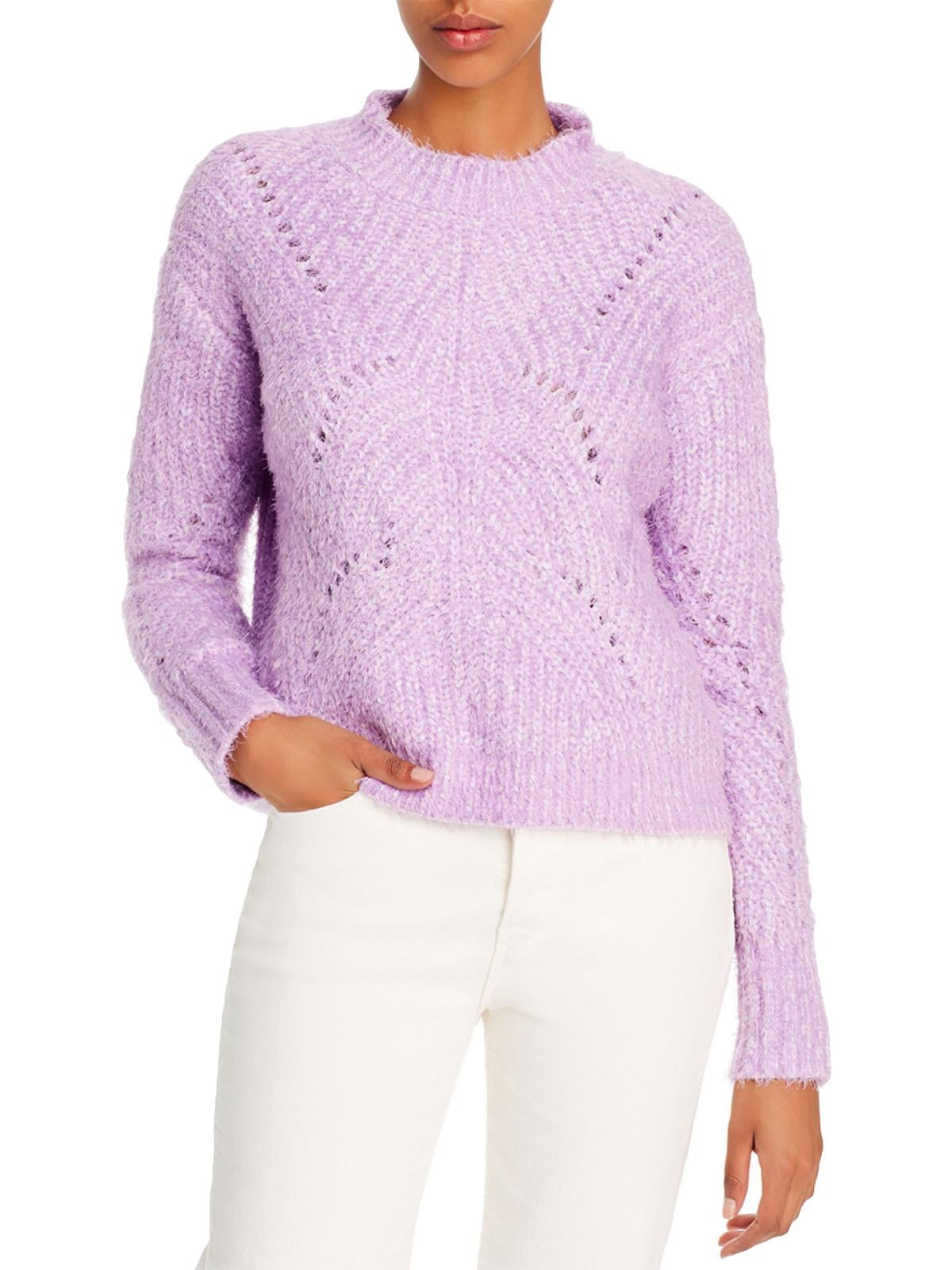 Aqua Womens Crop Pointelle Mock Sweater - Walmart.com