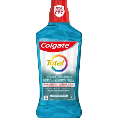 Colgate Total Gum Health Alcohol Free CPC Mouthwash, Clean Mint, 1 L ...