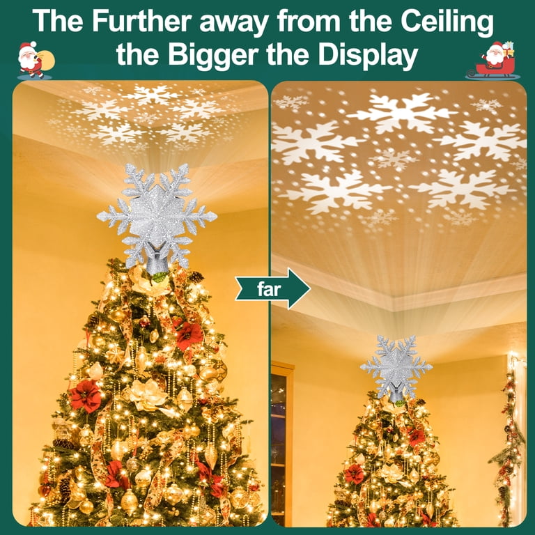 Lighted Star Tree Topper With Patterns Rotating Christmas Tree Topper ...