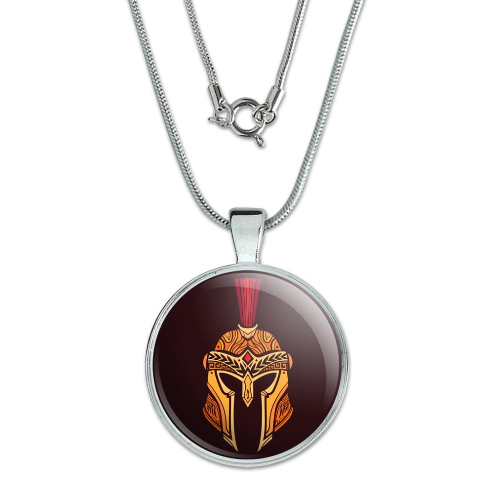 Trojan Greek Spartan Warrior Helmet Gold And Red 1" Pendant with ...