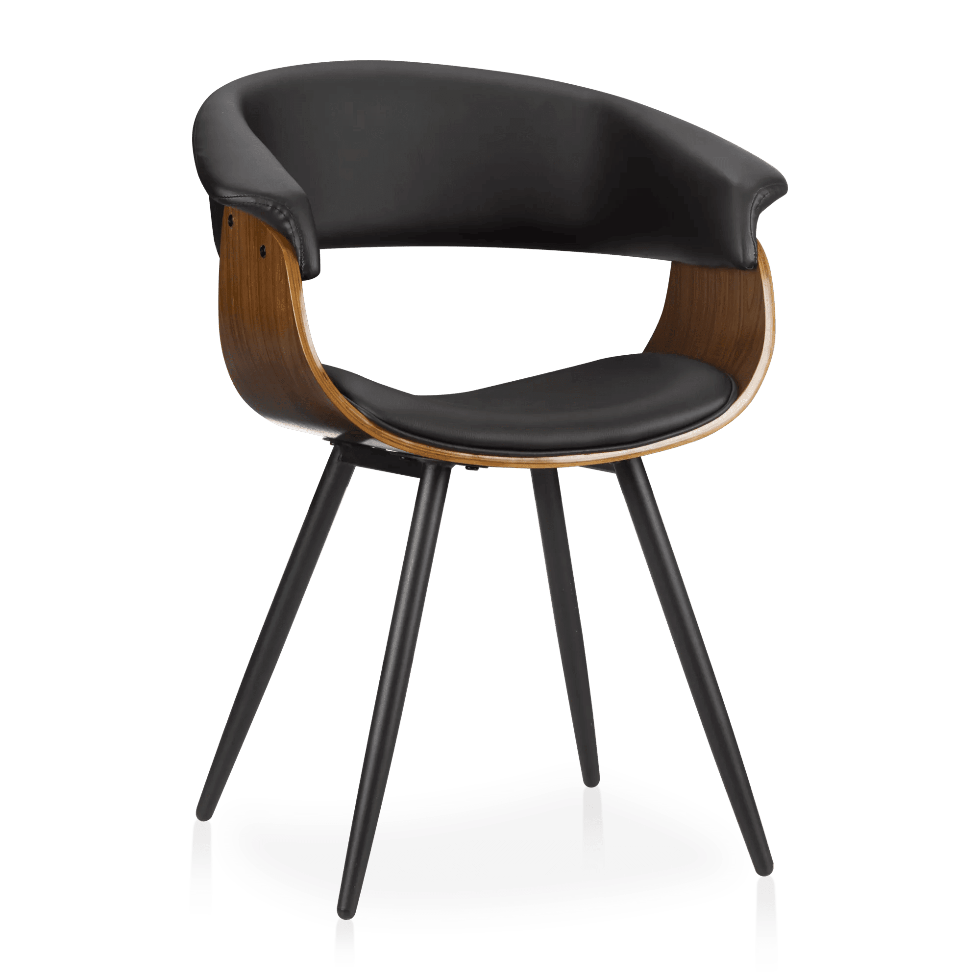Click here for Bouclair Black Faux Leather And Walnut Chair prices
