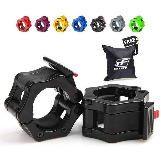 RitFit 2 inch Olympic Barbell Clips Set of 2, Barbell Clamps with ABS ...