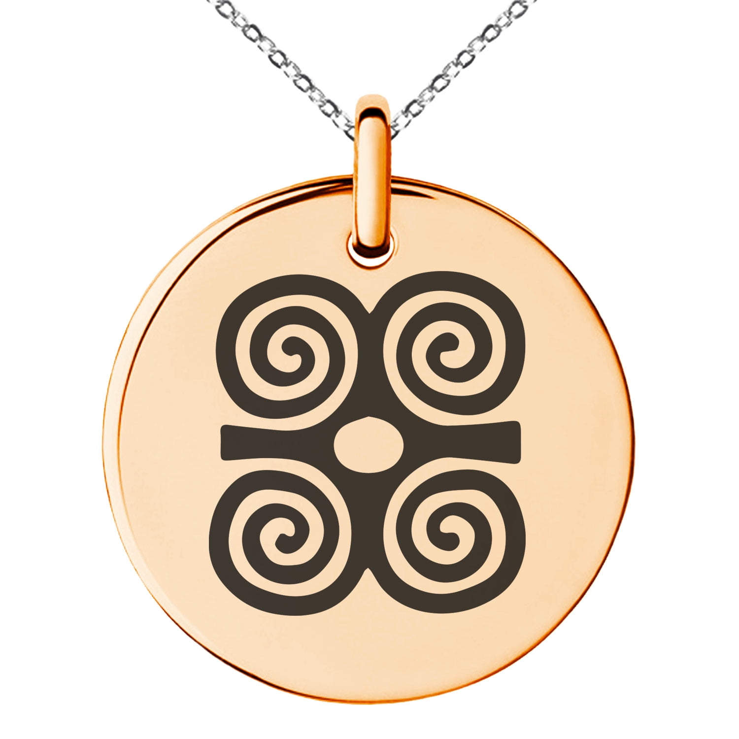 Stainless Steel Aztec Strength Rune Engraved Small Medallion Circle ...