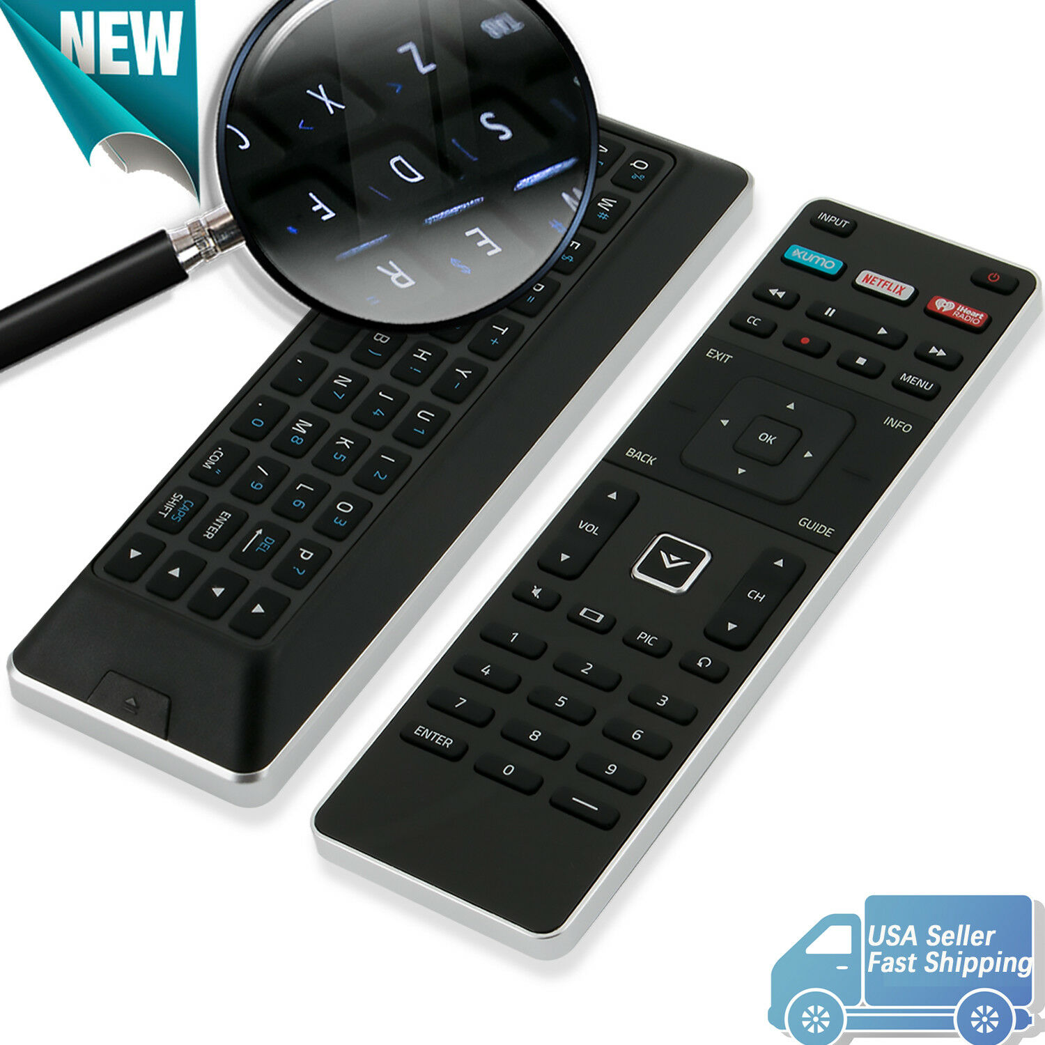 XRT500 for Smart TV Vizio Remote Control with Qwerty Keyboard Back ...