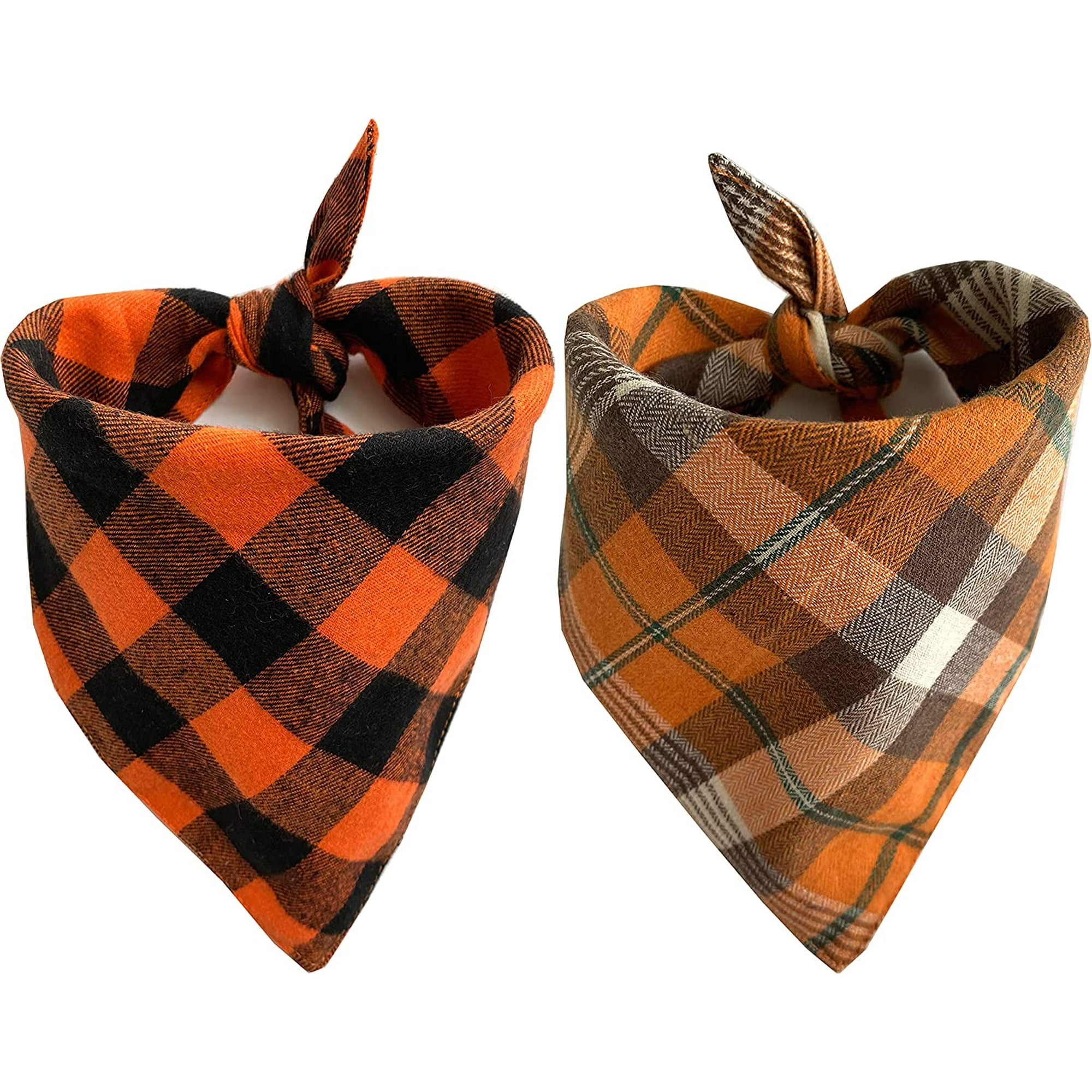 Fall Dog Bandanas 2 Pack Thanksgiving Dog Bandana Orange Plaid Pet Scarf for Boy and Girl Premium Durable Fabric Holiday Bandana for Large and Extra Large Dogs X Large Walmart
