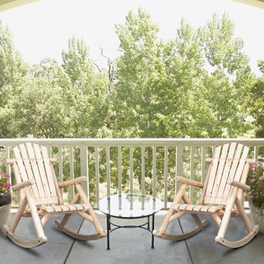 OverPatio Wooden Outdoor Rocking Chair, Patio Wide Seat Wooden Rocker ...