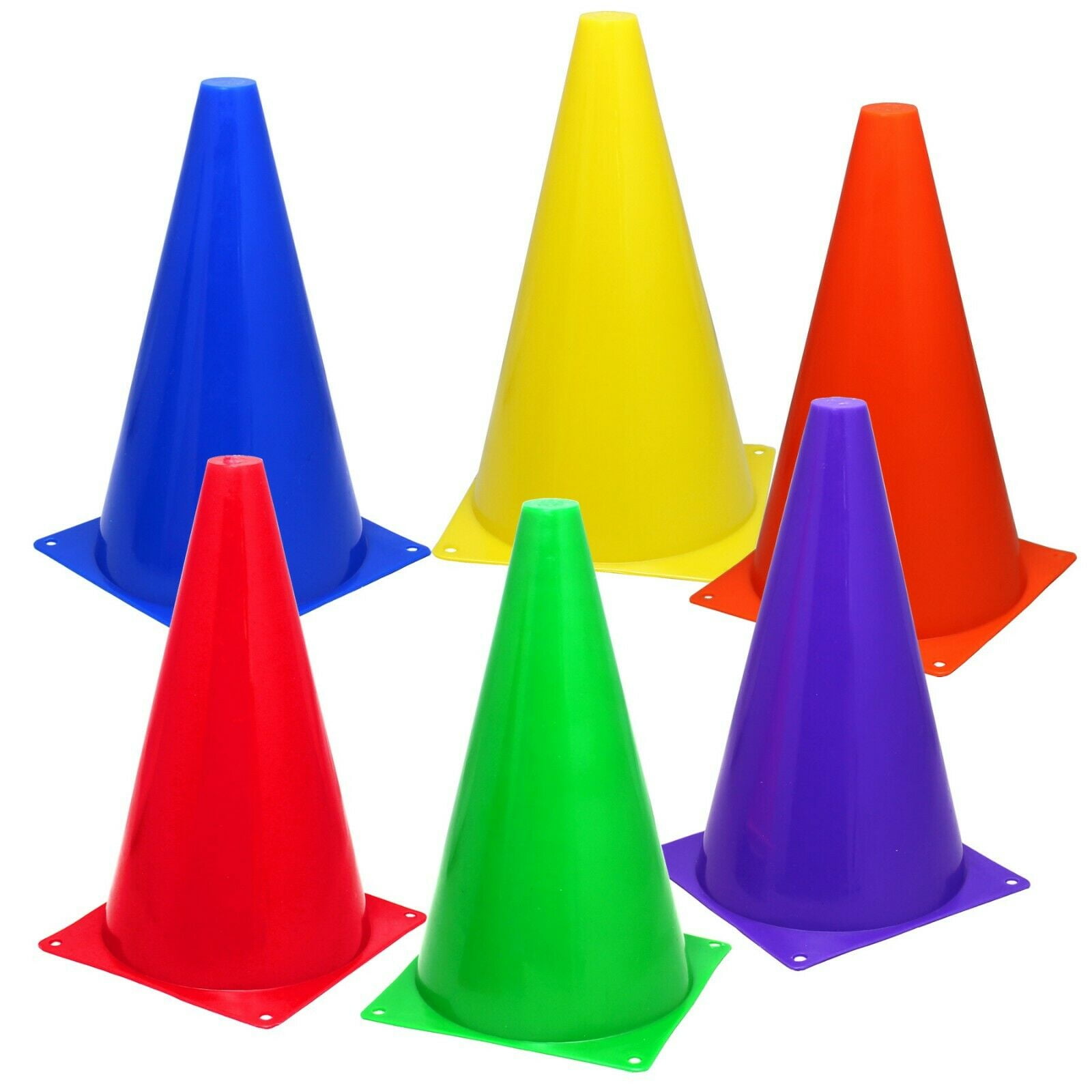 6 Assorted Color 9" Cones Train Like a Champion Soccer Football Agility ...