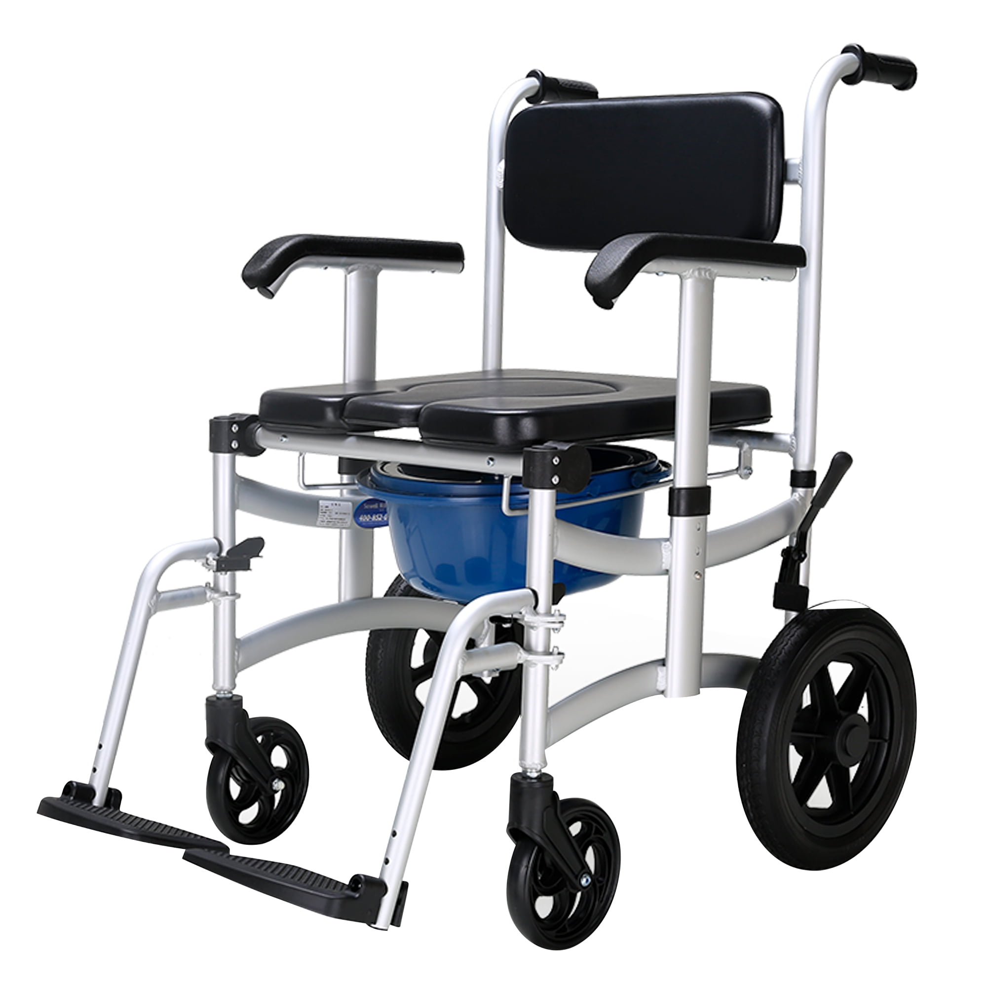 Mobile Shower Chair Toilet Commode Wheelchair , Removable Pedal and ...
