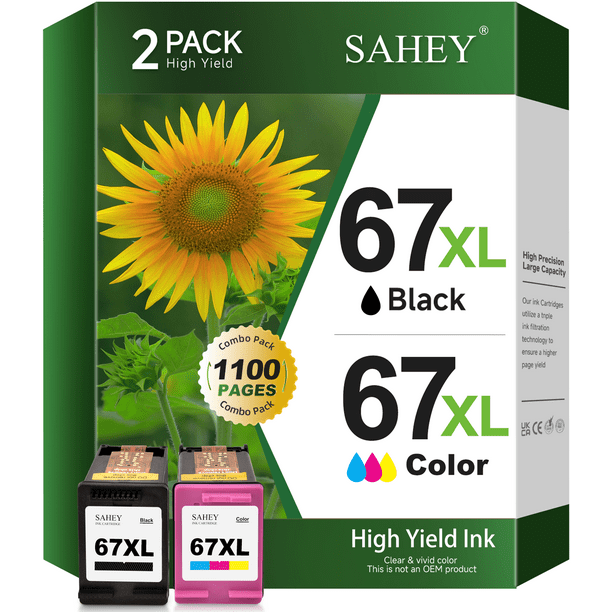 67XL Ink Compatible for HP 67 Ink Cartridges for Ink 67 Black and Tri-Color for DeskJet 2700 ...