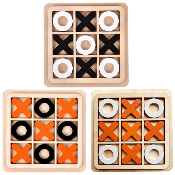 Wooden Noughts and Crosses Game Tic Tac Toe Board Games Educational Toy ...